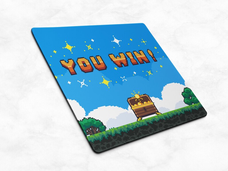 8-bit Retro Pixel Arcade You Win Desk Mat Gaming Large Mouse - Etsy