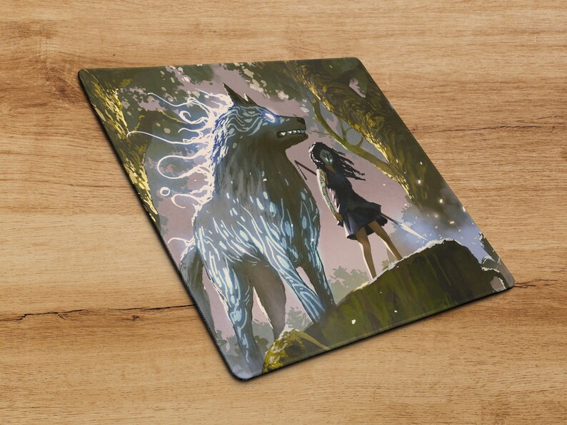 Fantasy Wolf Girl Desk Mat Magic Forest Adventure Nature - Etsy