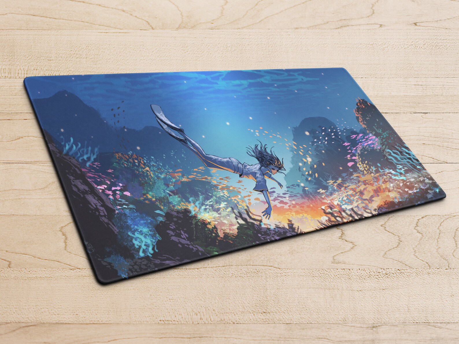 Fantasy Underwater Coral Reef Desk Mat Diver Aquatic Deep Sea - Etsy