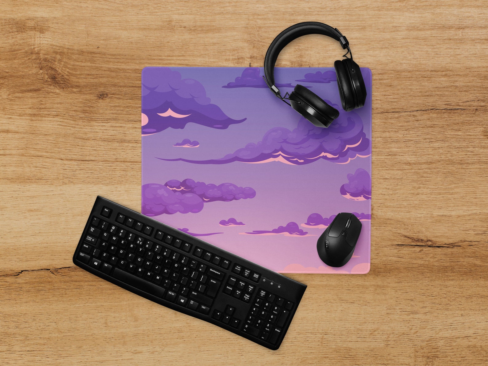 Anime Lo-fi Aesthetic Cloudy Sky Desk Mat Purple Pink Gaming - Etsy