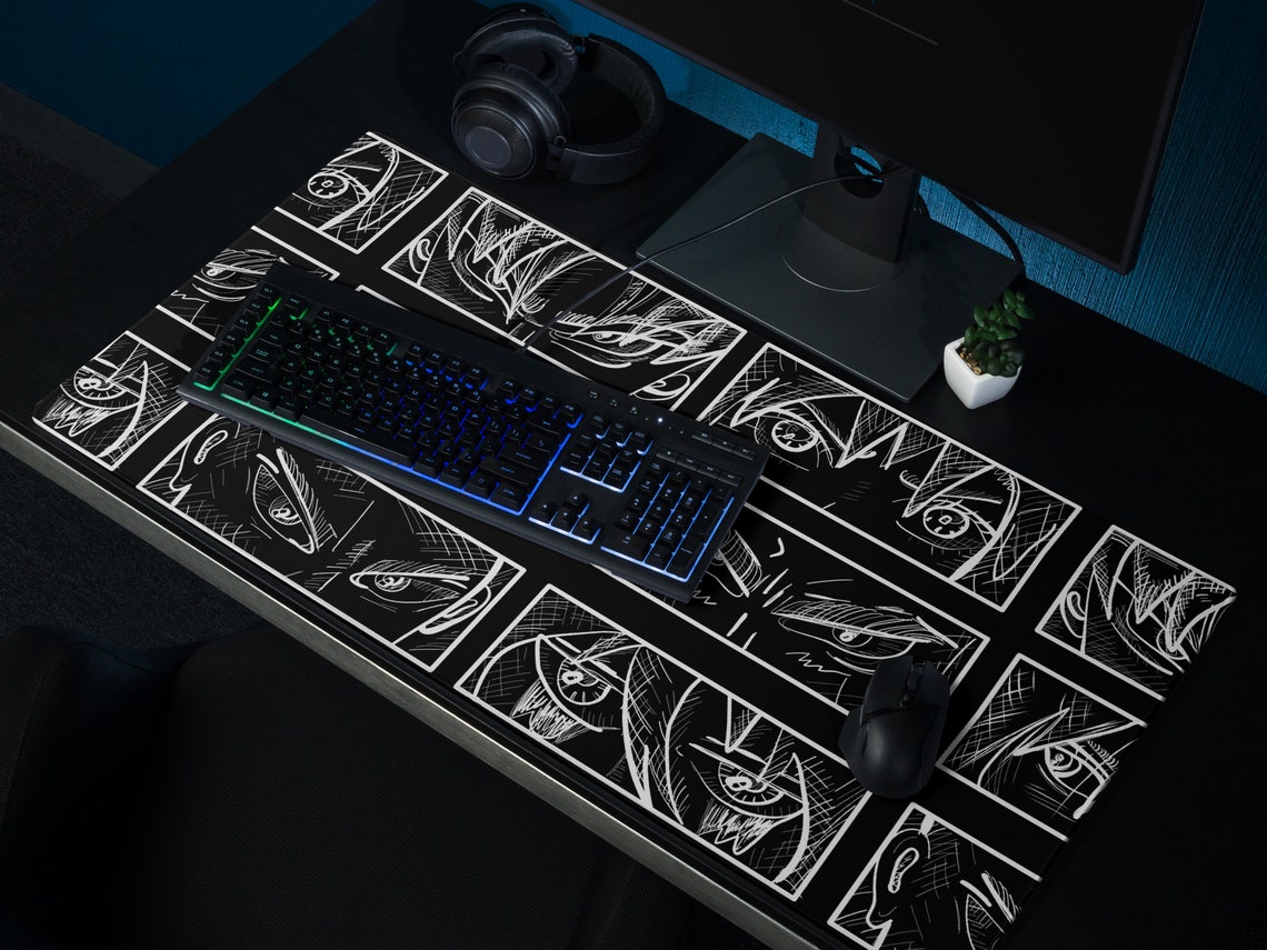 Anime Sketch Faces Manga Desk Mat Gaming Large Mouse Pad Desk - Etsy