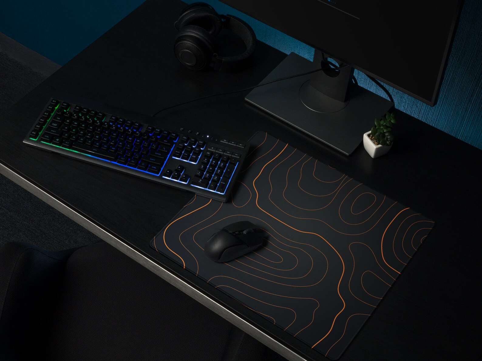 Topographic Abstract Desk Mat Orange Geographic Map Gaming - Etsy