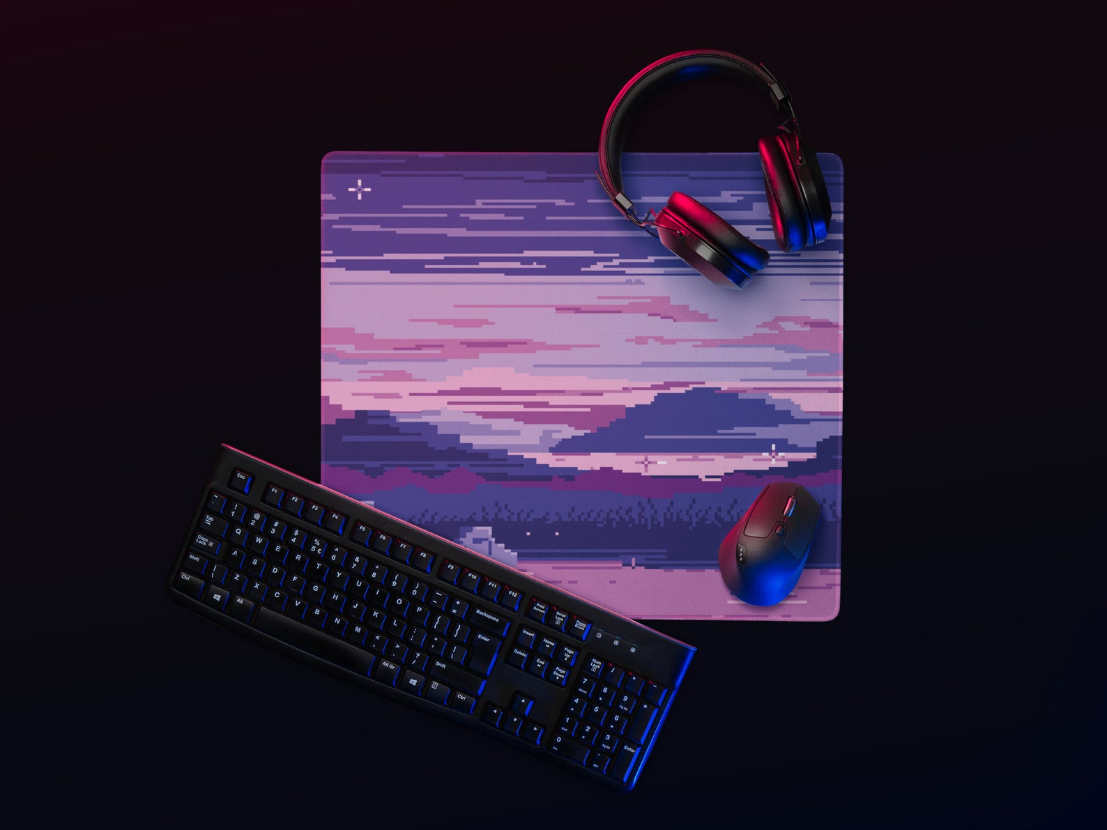 Pixel Art Lo-fi Aesthetic Landscape Desk Mat Purple Pink - Etsy