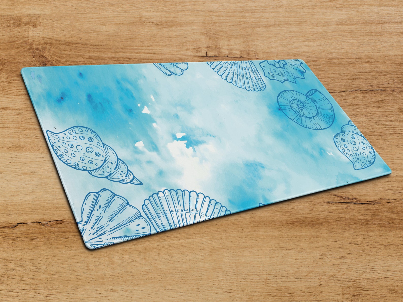 Seashells Watercolor Blue Desk Mat Beach Scallop Ocean Sea - Etsy