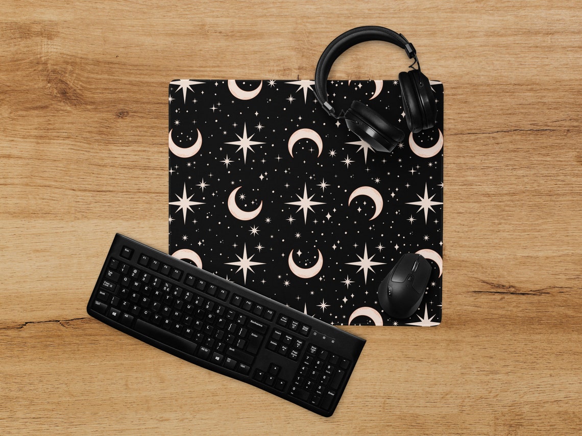 Celestial Stars Moon Black Desk Mat Witchy Astrology Wicca - Etsy