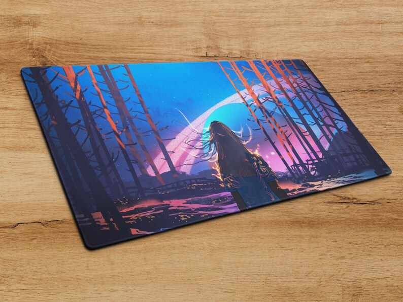 Fantasy Saturn Night Sky Desk Mat Planet Forest Nature - Etsy