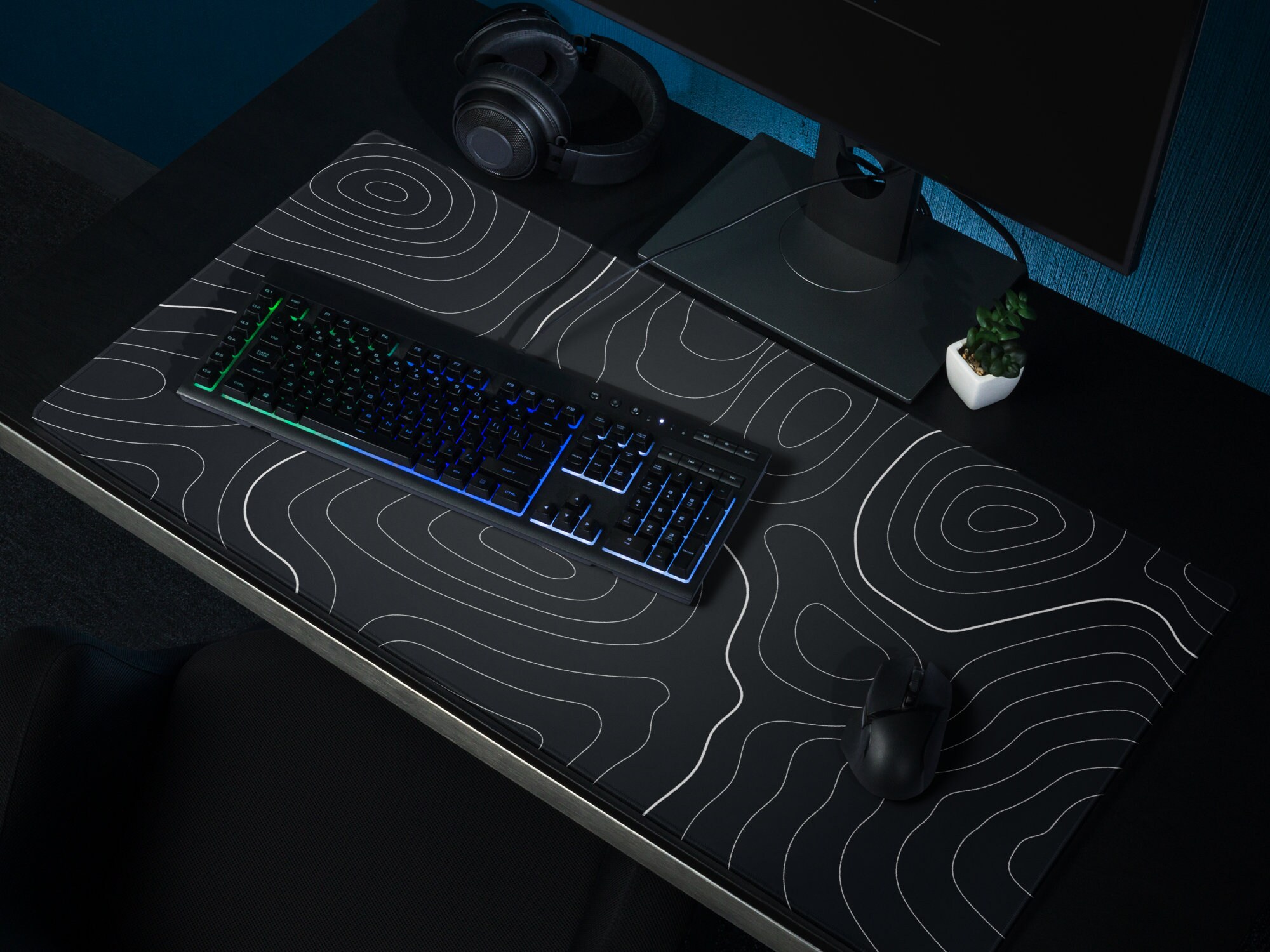 Topographic Abstract Desk Mat White Lines Geographic Map - Etsy