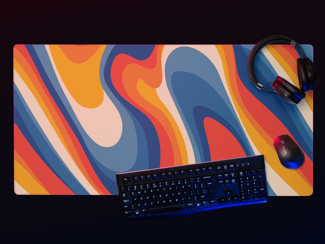 Retro Mid Century Modern Groovy Abstract Desk Mat Gaming Large - Etsy