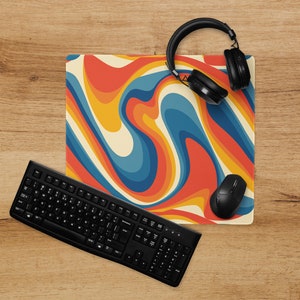 Retro Mid Century Modern Groovy Abstract Desk Mat Gaming Large Mouse ...
