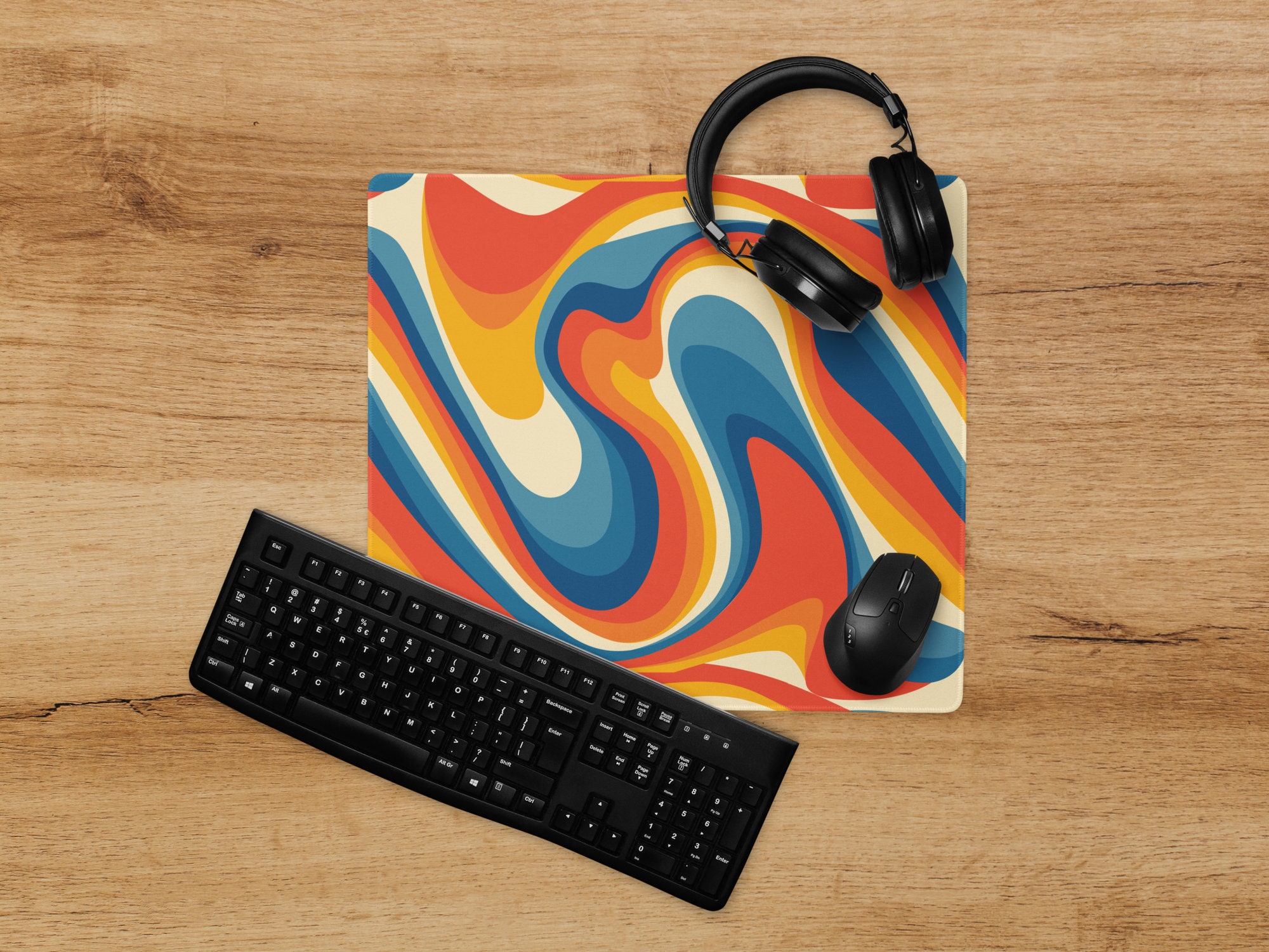 Retro Mid Century Modern Groovy Abstract Desk Mat Gaming Large - Etsy