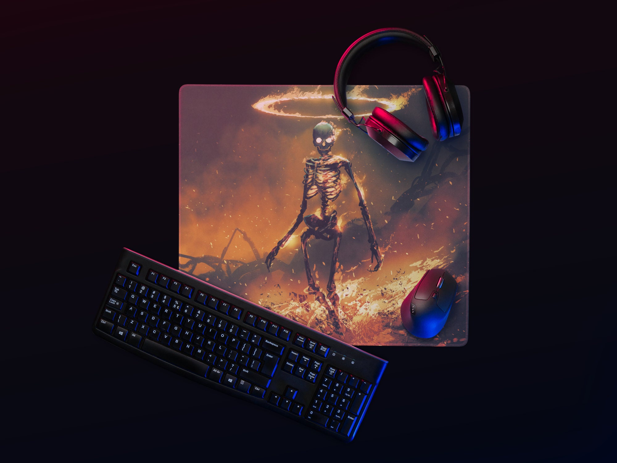 Fantasy Horror Skeleton Desk Mat Skull Demon Goth Hell - Etsy