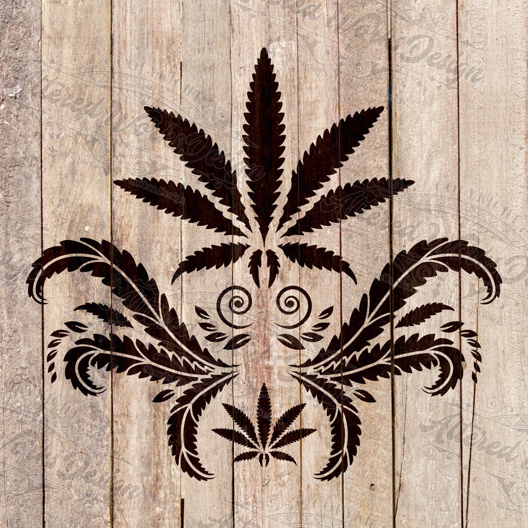 Baroque Tileable Cannabis Stencil - Etsy Finland
