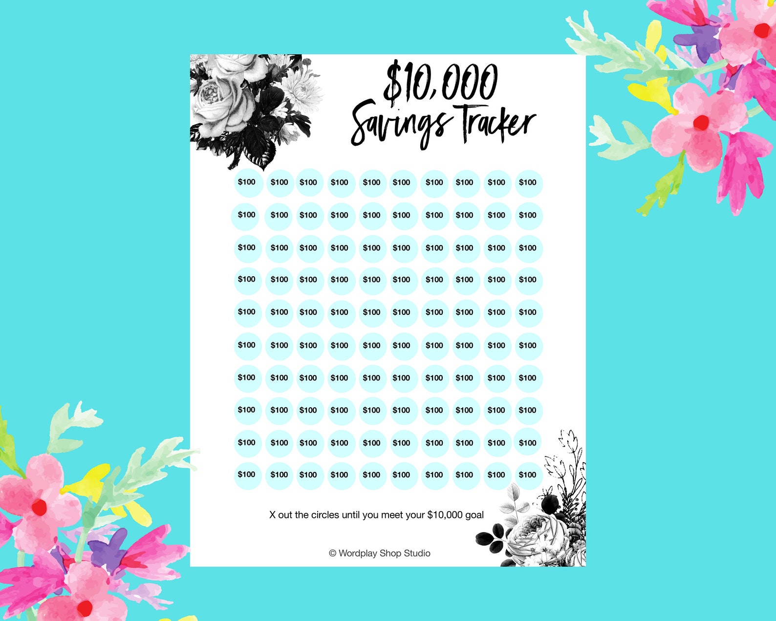 10,000 Dollar Savings Tracker Budget Planner Printable, Savings ...