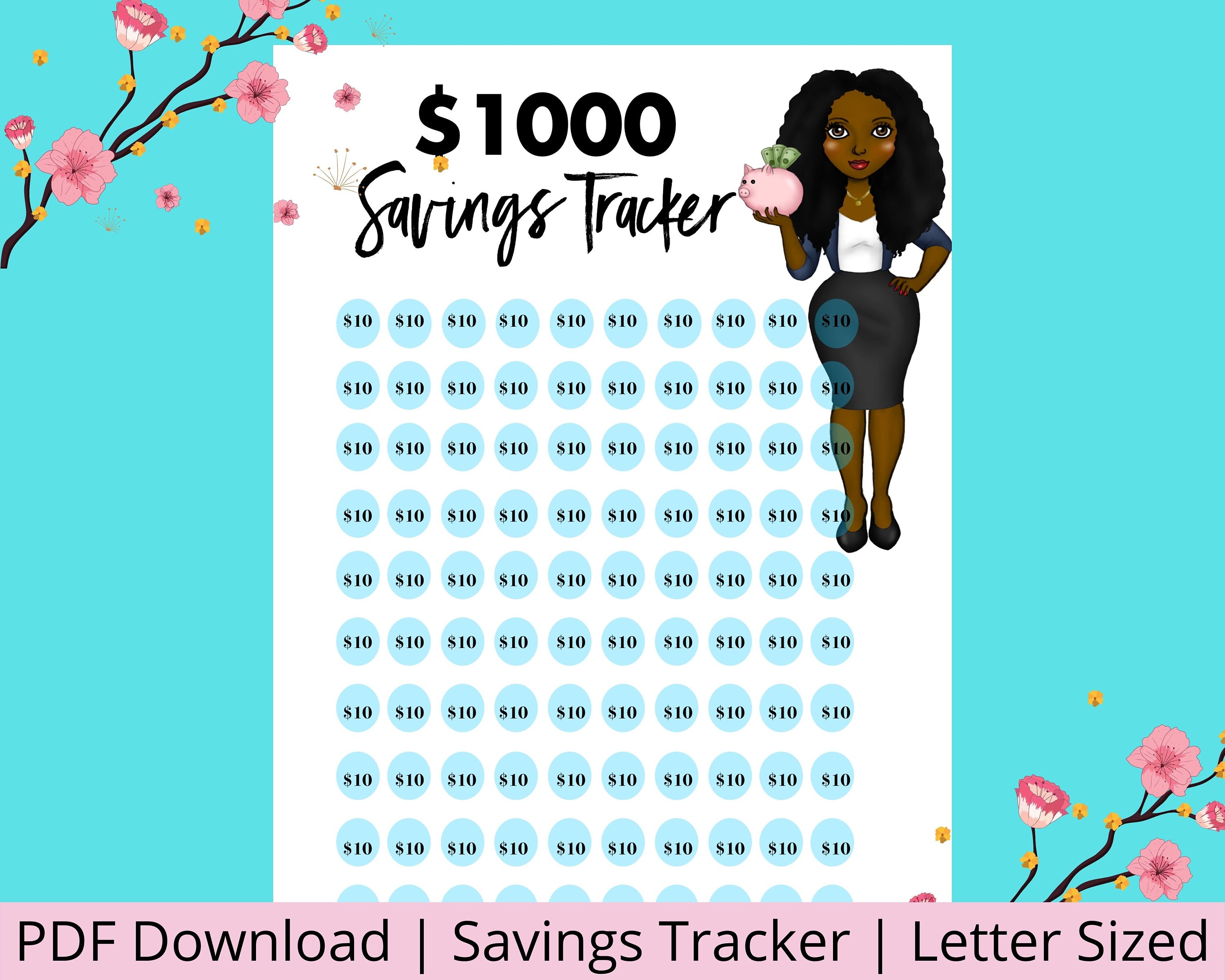 1,000 Dollar Savings Tracker Budget Planner Printable, Savings ...
