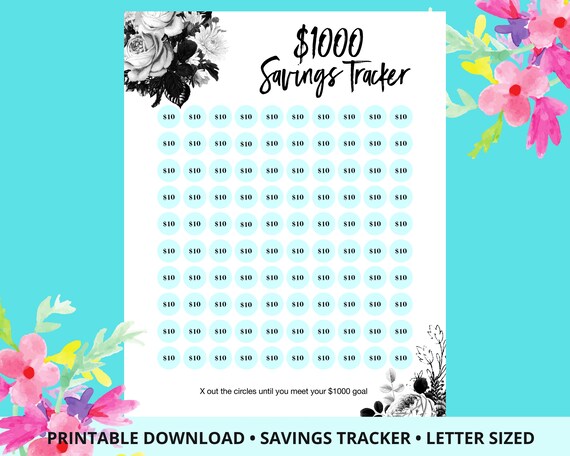 1000 Dollar Savings Tracker Budget Planner Printable | Etsy