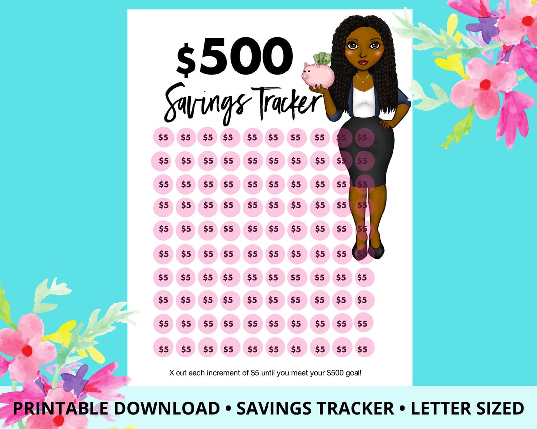 500 Dollar Savings Tracker Budget Planner Printable, Savings Printable ...