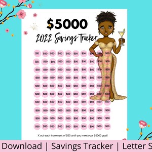 5,000 Dollar Savings Tracker | Budget Planner Printable, Savings ...
