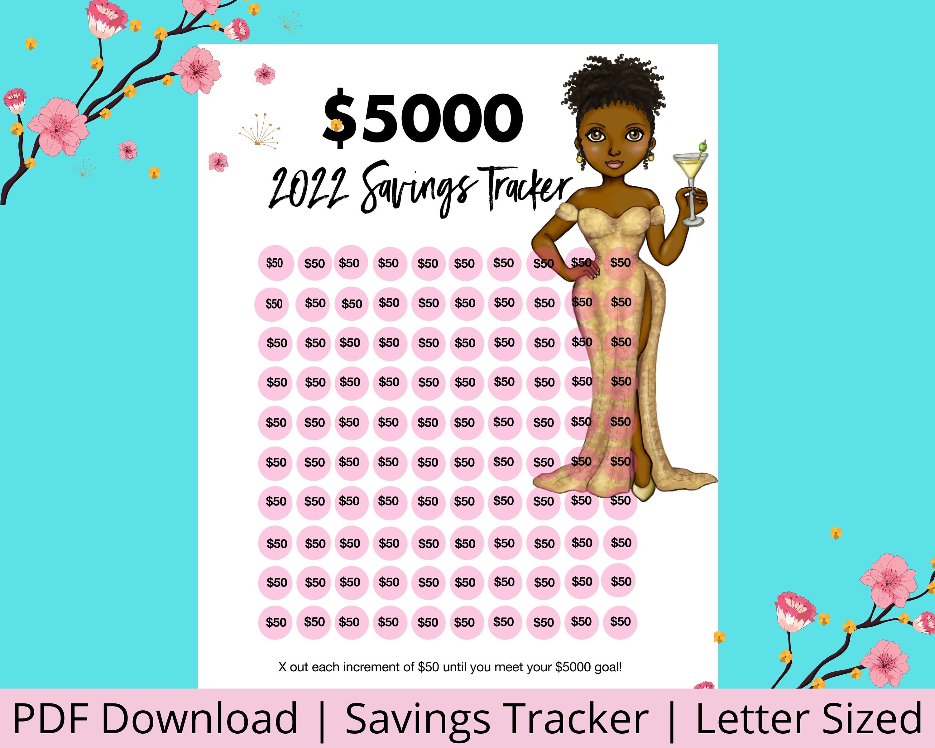 5,000 Dollar Savings Tracker Budget Planner Printable, Savings ...