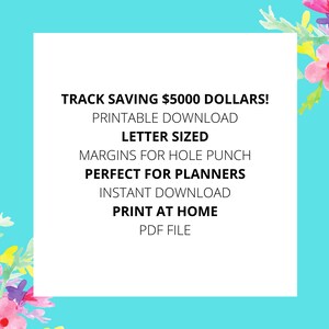5000 Dollar Savings Tracker Budget Planner Printable - Etsy