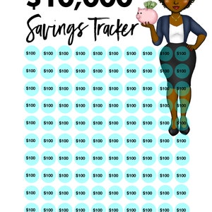 10,000 Dollar Savings Tracker | Budget Planner Printable, Savings ...