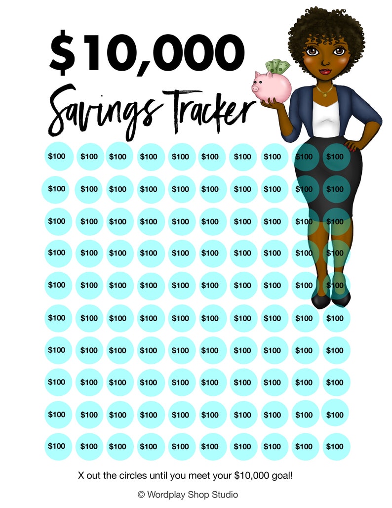 10,000 Dollar Savings Tracker | Budget Planner Printable, Savings ...