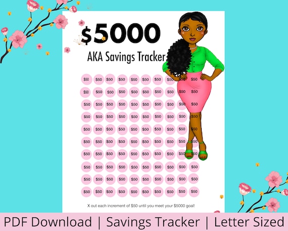 AKA Savings Tracker 5000 Dollar Savings Tracker Budget | Etsy