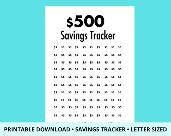 500 Dollar Savings Tracker Budget Planner Printable Savings - Etsy