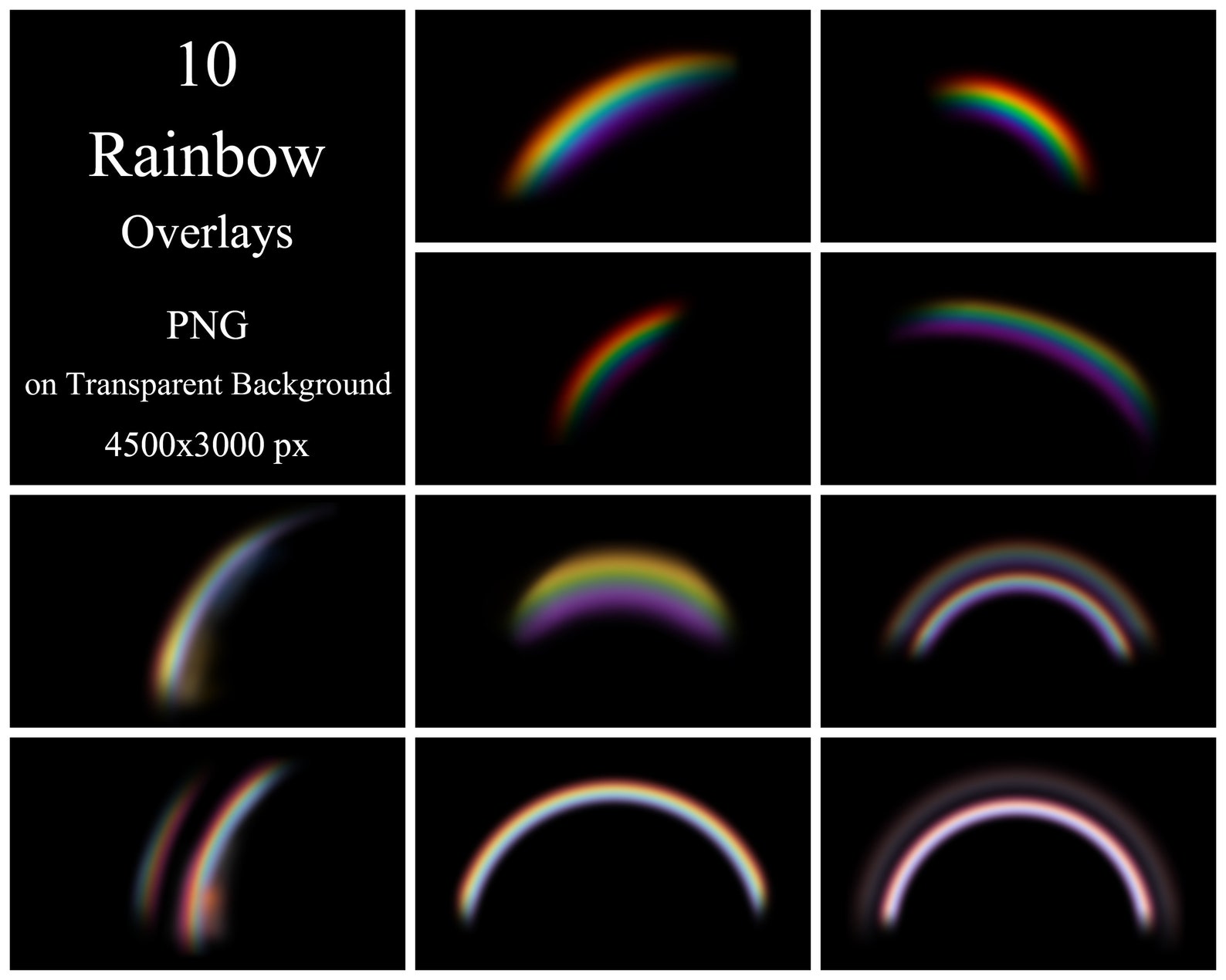 Rainbow Overlays Photoshop Overlays Photography Overlay - Etsy Canada