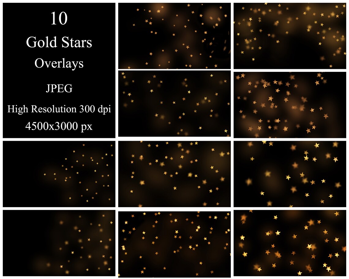 Gold Stars Overlays Christmas Bokeh Overlay Christmas | Etsy