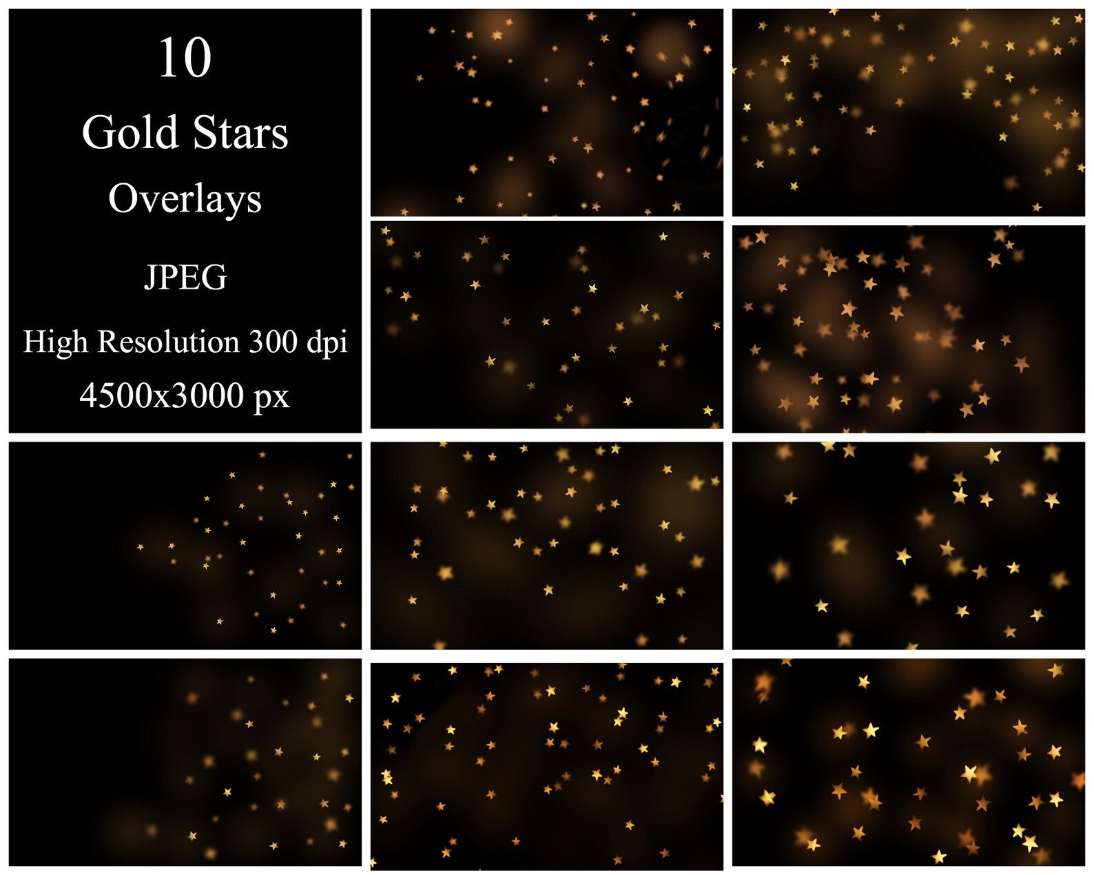 Gold Stars Overlays Christmas Bokeh Overlay Christmas | Etsy