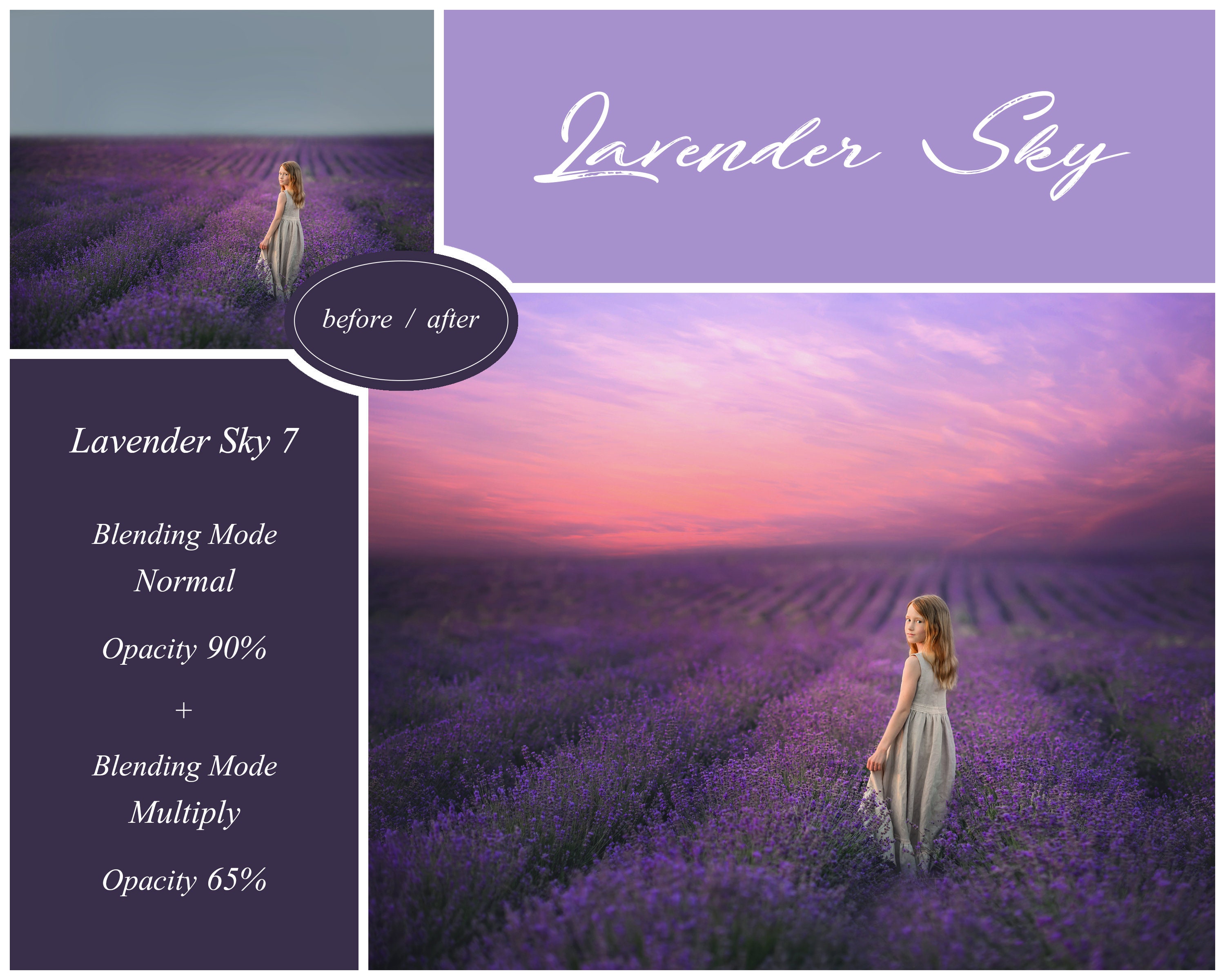 Purple Sky Overlays - Photoshop Overlay - Lavender Sky - Photography ...