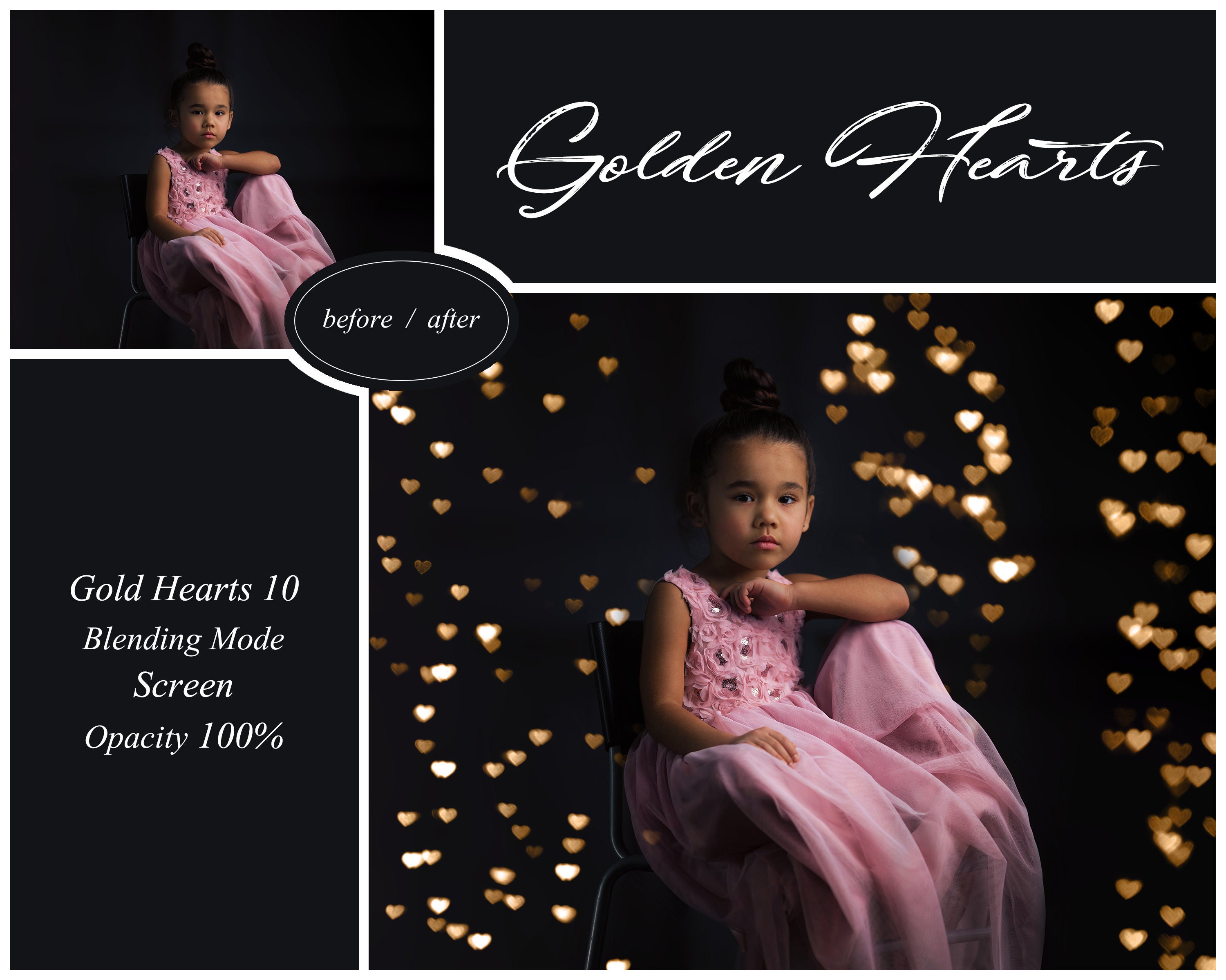 Superposiciones de corazones dorados Heart Bokeh Overlay - Etsy México