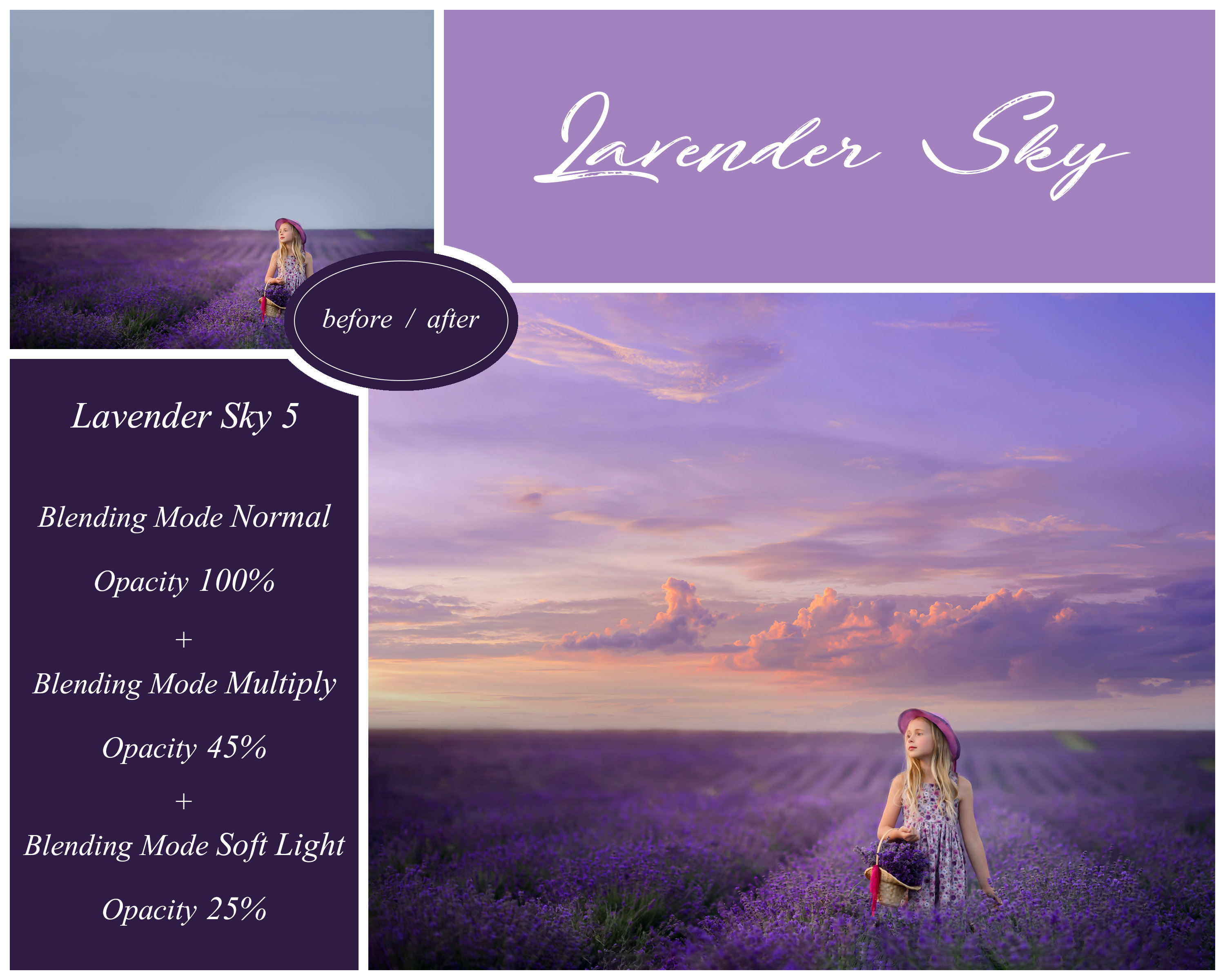 Purple Sky Overlays - Photoshop Overlay - Lavender Sky - Photography ...