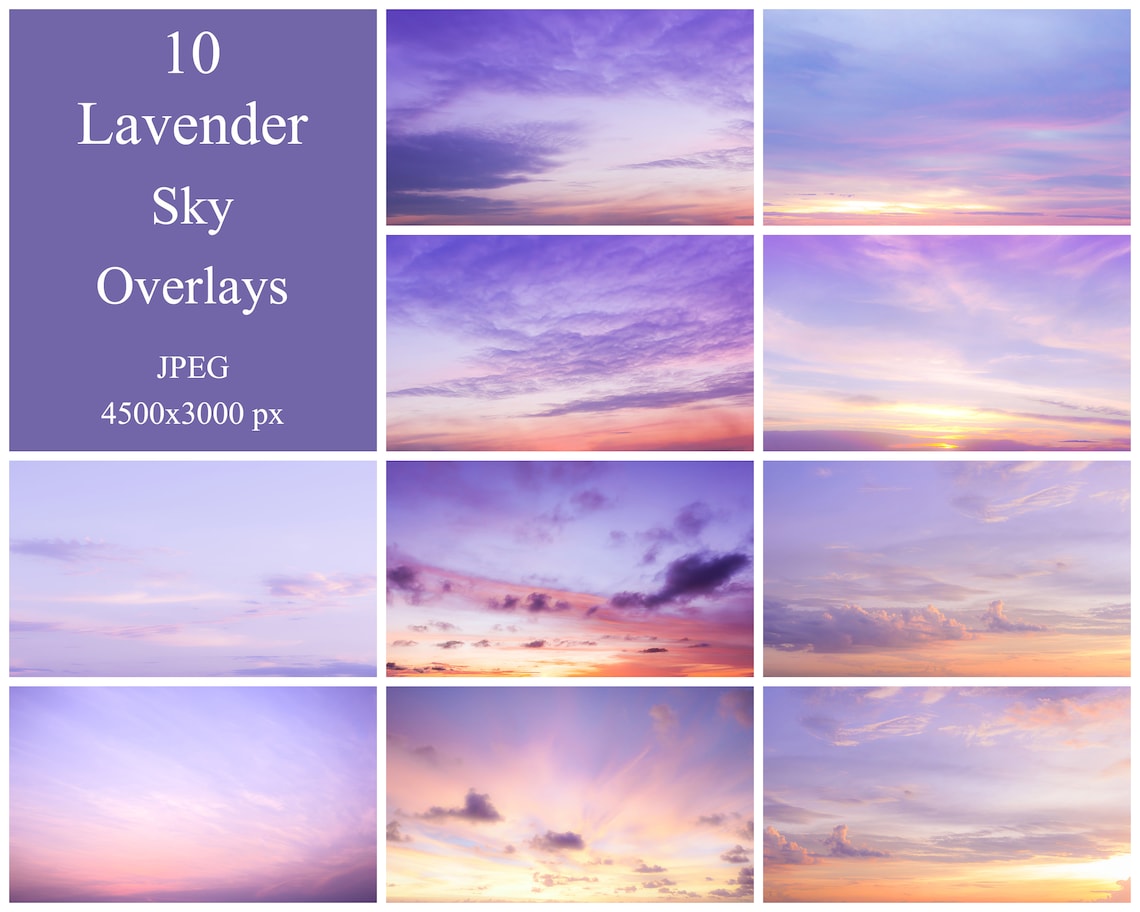Purple Sky Overlays - Photoshop Overlay - Lavender Sky - Photography ...
