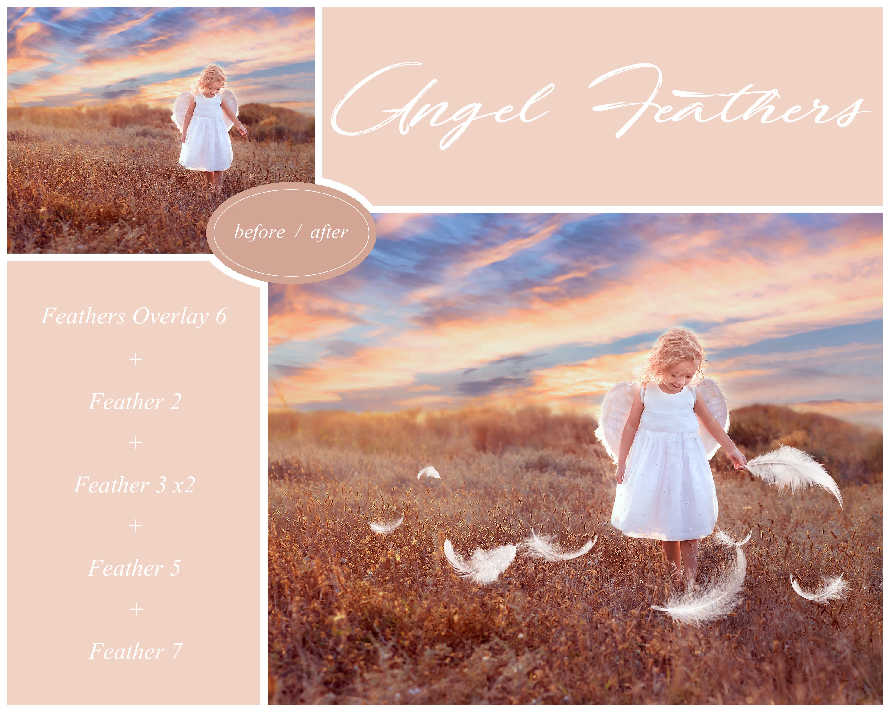 Angel Feather Overlays Photoshop Overlays Angel Overlay - Etsy Australia