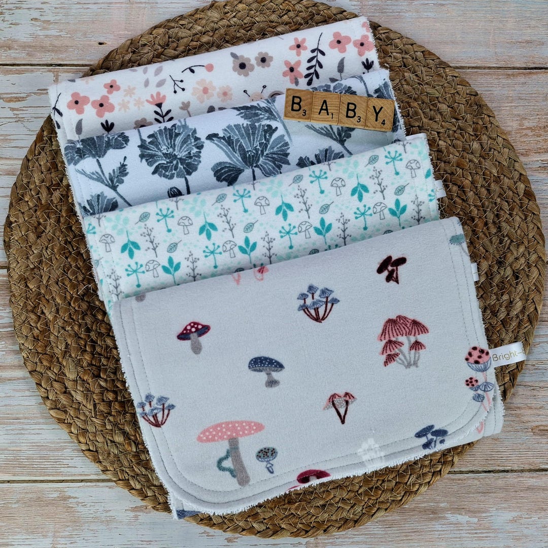 Neutral Nature Inspired Burp Cloth, Mushroom Burp Cloth, Snail Burp ...
