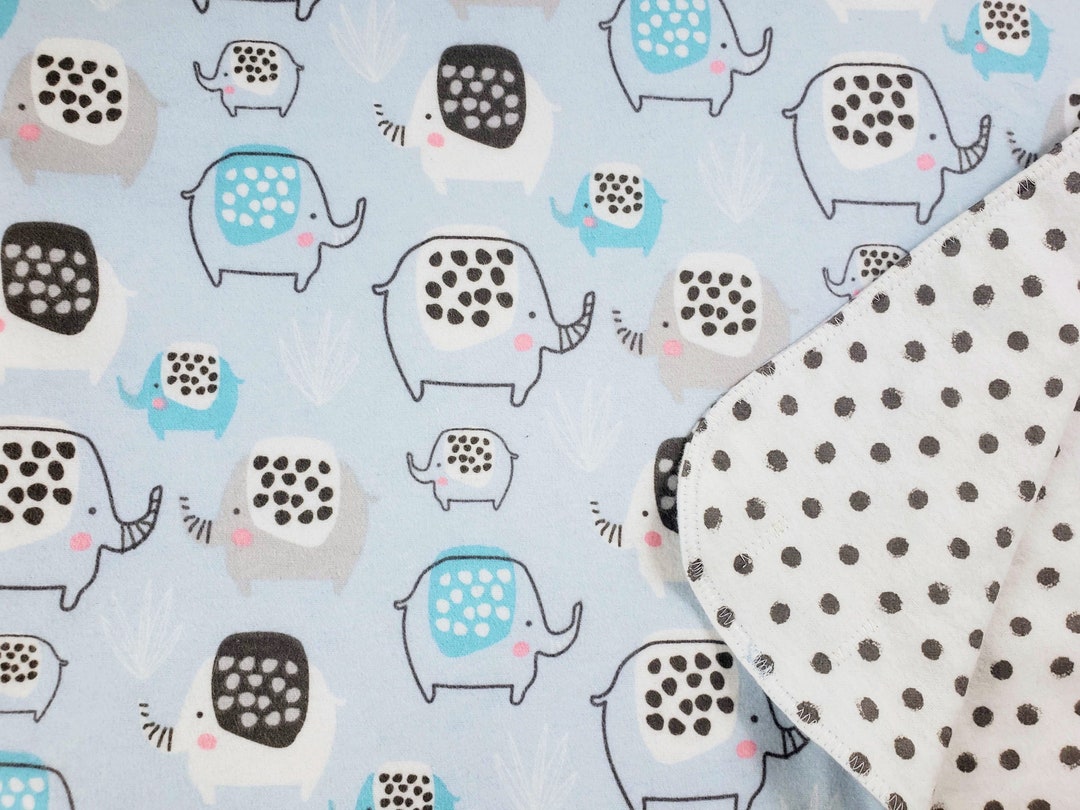 Blue Elephant Flannel Baby Blanket: Reversible Receiving Blanket - Etsy