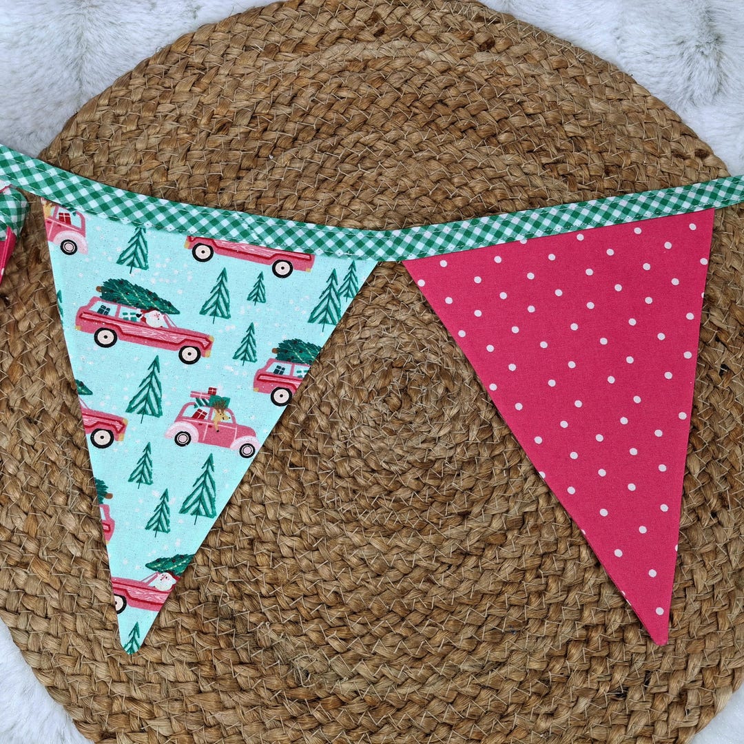 Pastel Santa Christmas Banner: Whimsical Fabric Garland - Etsy