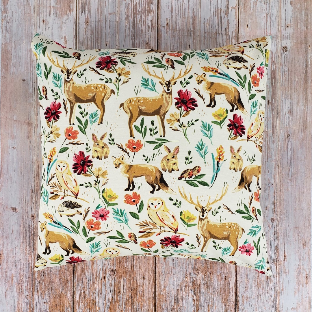 Woodland Animal Canvas Pillow Cover, Canvas Pillow Cover, Woodland Slip ...