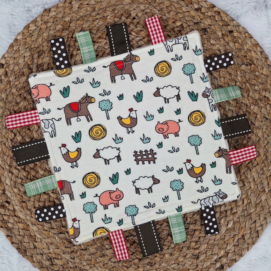 Farm Crinkle Tag Toy, Barnyard Crinkle Tag Toy, Ribbon Crinkle, Farm ...