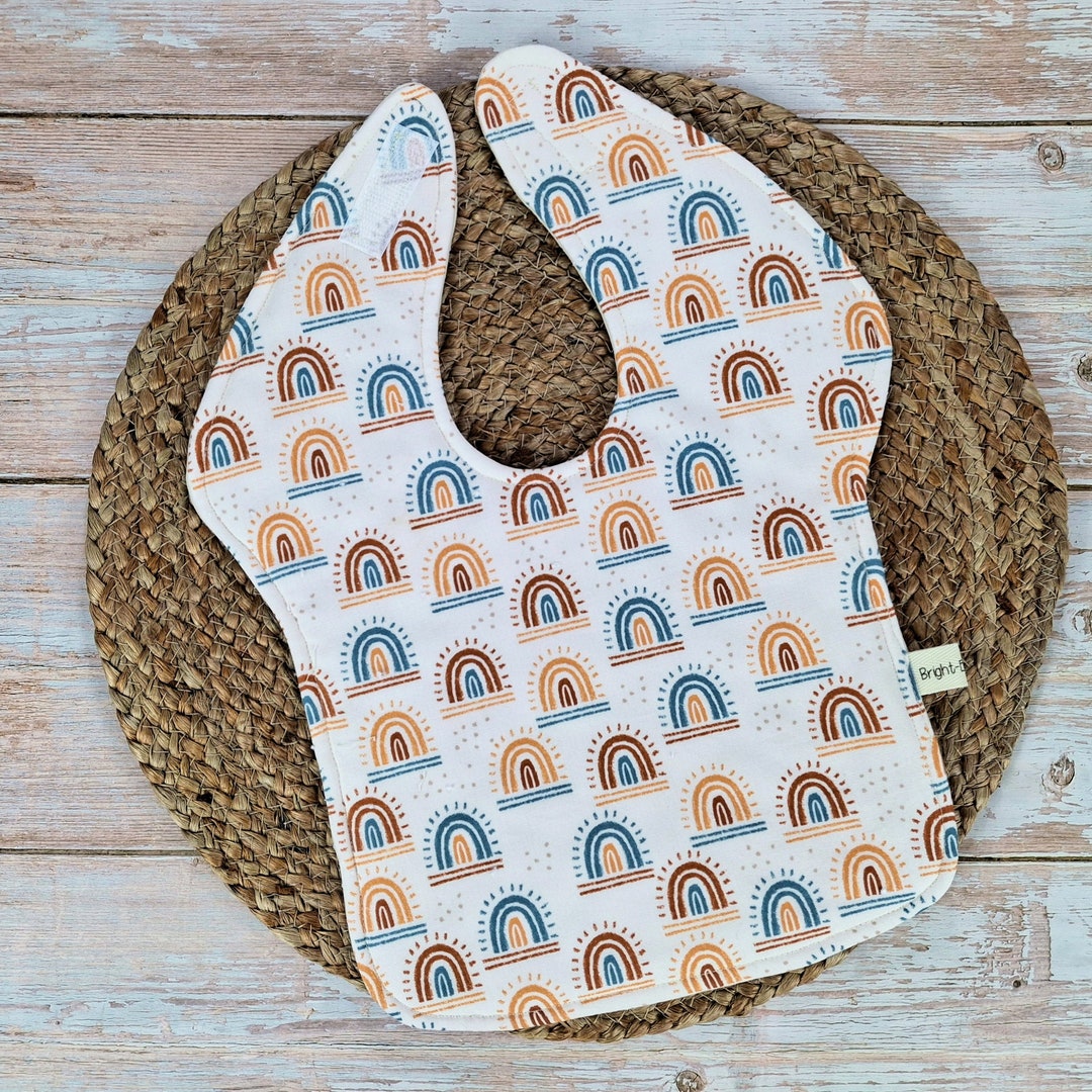 Neutral Rainbow Baby Bib: Thick Quilted Cotton, Absorbent 3-layer - Etsy