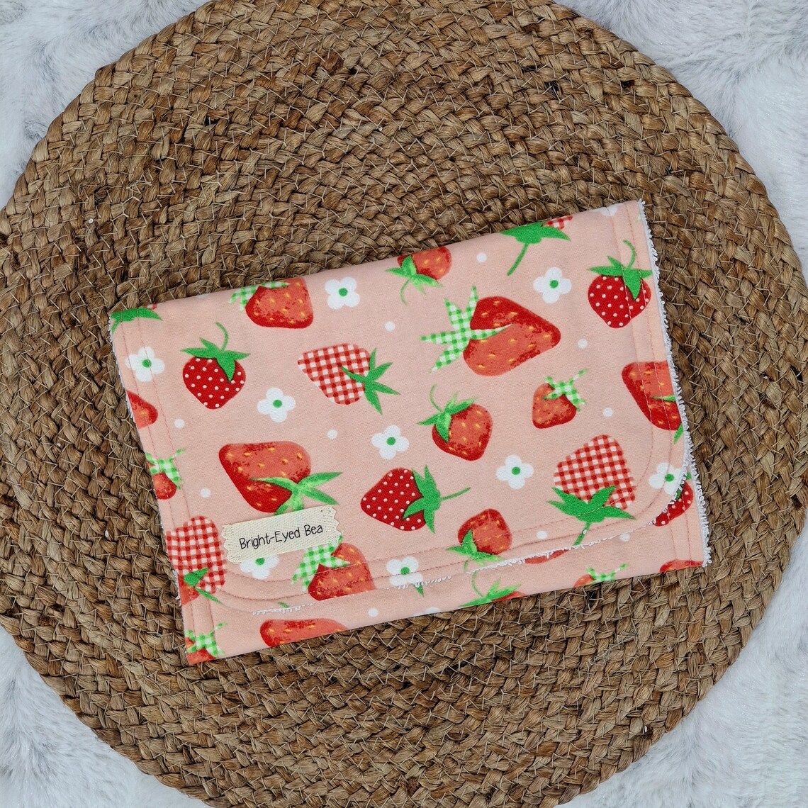 Strawberry Daisy Burp Cloth, Soft Flannel & Terry Absorbent Burp Rag - Etsy