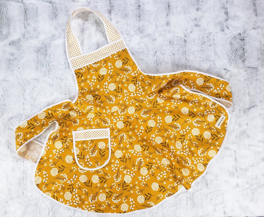 Girls Woodland Apron, Girls Vintage Style Apron, Girls Gold Floral ...