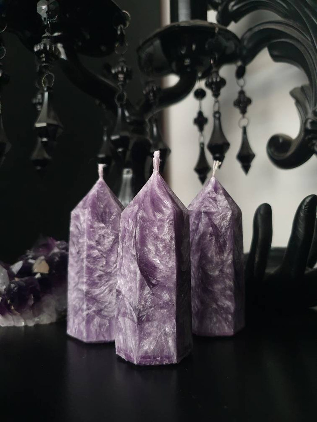 Crystal Point Candles / Witchy Gothic Candles Set of Five - Etsy