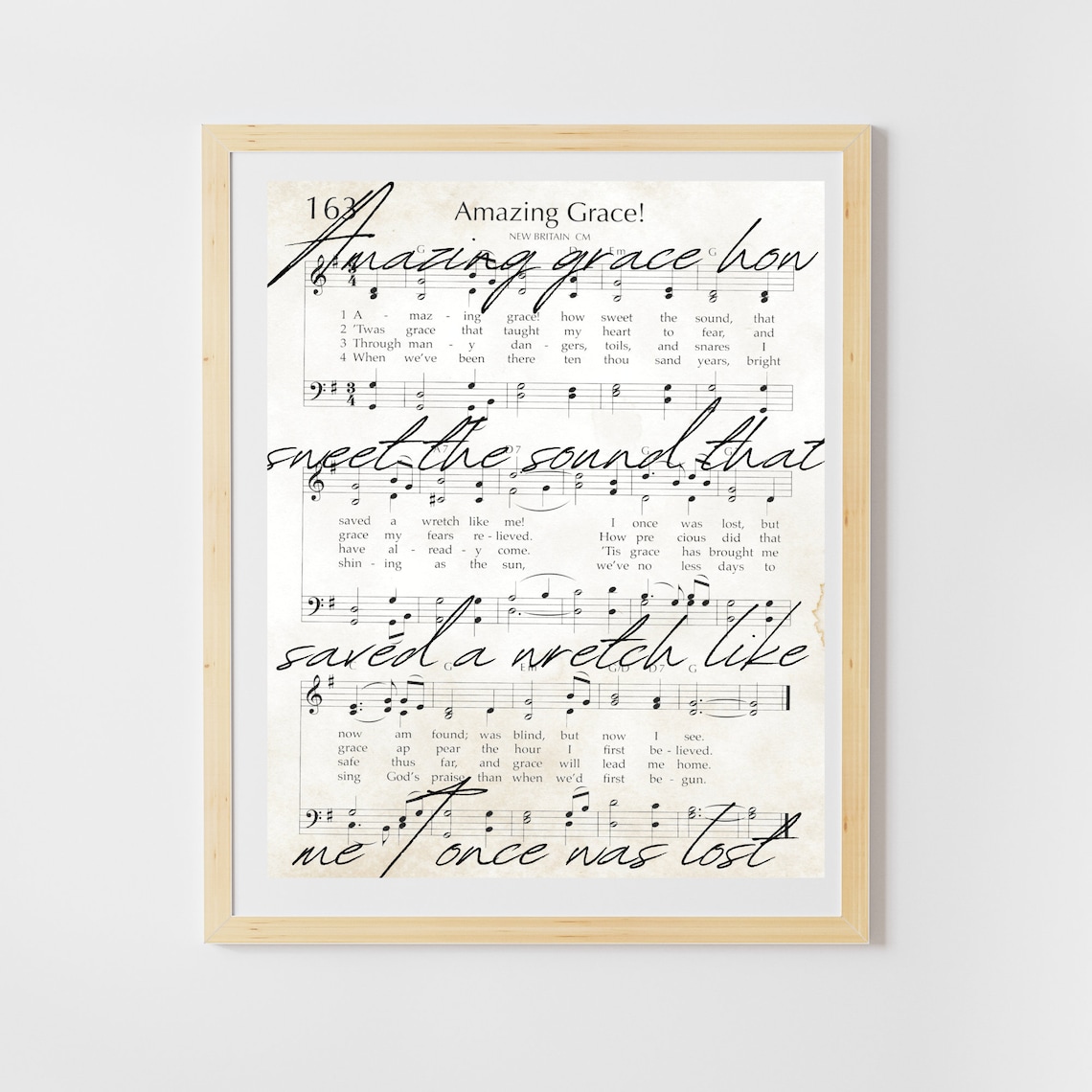 Amazing Grace Print Hymn Printable Vintage Sheet Music Instant Download ...
