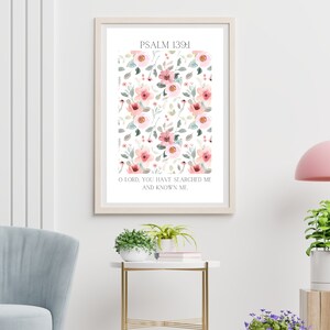 Psalm 139 1 Floral Pattern Printable Modern Scripture Decor Bible Verse ...