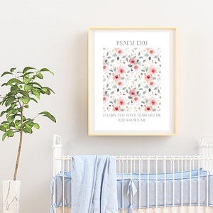Psalm 139 1 Floral Pattern Printable Modern Scripture Decor Bible Verse ...