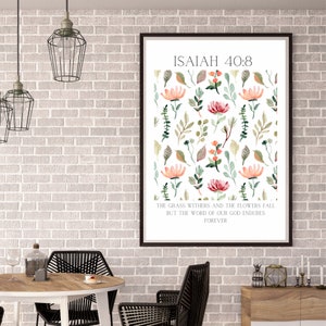 Isaiah 40 Floral Pattern Printable Modern Scripture Decor Bible Verse ...