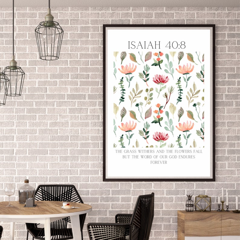Isaiah 40 Floral Pattern Printable Modern Scripture Decor - Etsy