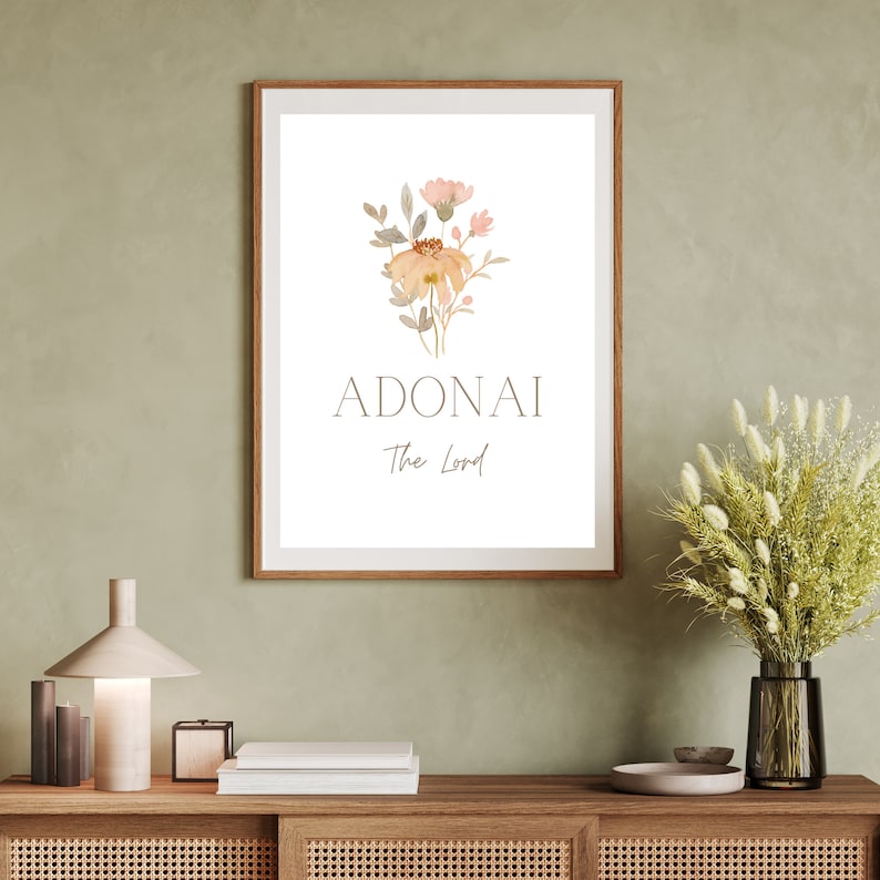 Set of 6 Christian Printable Names of God Digital Wall Art Yahweh Jireh ...